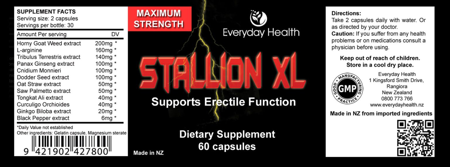 Stallion XL - 60 Capsules - Support Erectile Function - NZ Made