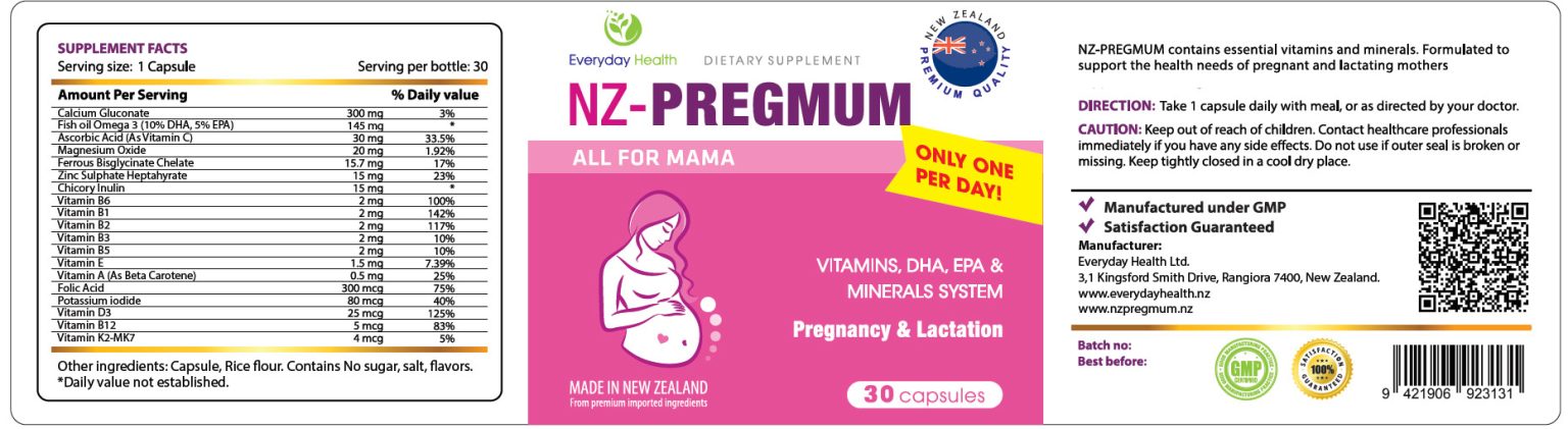 Pregmum - Support Pregnancy and Breast Feeding - 30 Capsules